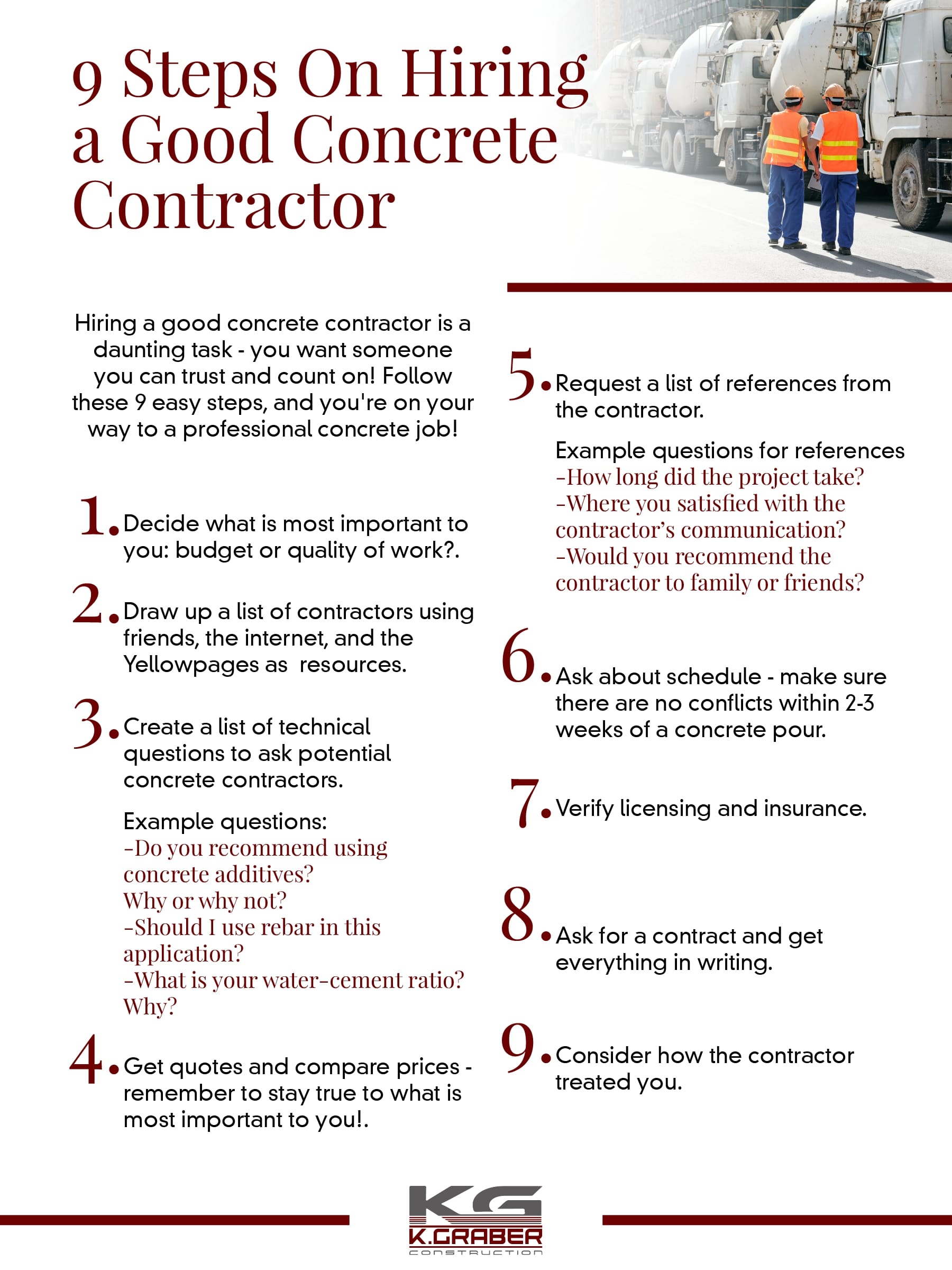9 Tips For Hiring A Good Concrete Contractor